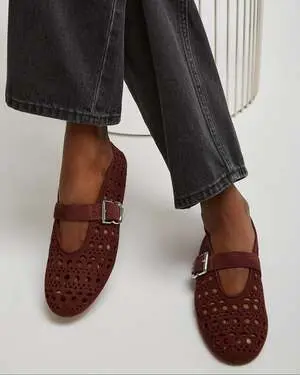 Alaïa Vienne Suede Ballet Flats - Red