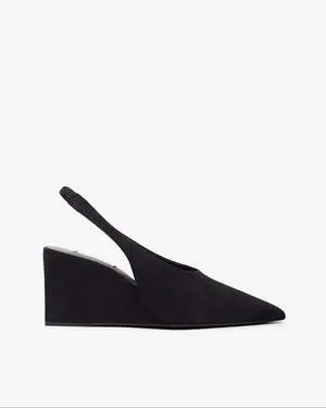Alaïa 90 Suede Slingback Wedges - Black