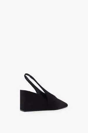 Alaïa 90 Suede Slingback Wedges - Black