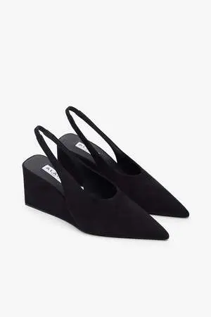 Alaïa 90 Suede Slingback Wedges - Black