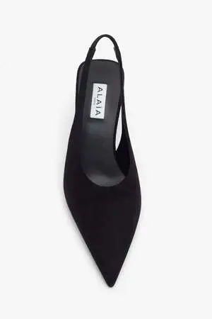 Alaïa 90 Suede Slingback Wedges - Black