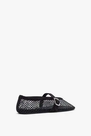 Alaïa Mesh And Suede Ballerinas - Black