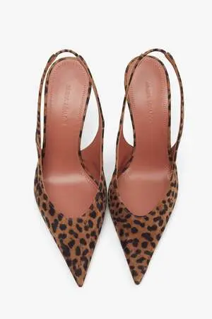 Amina Muaddi Anok 105 Leopard Suede Slingbacks