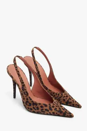 Amina Muaddi Anok 105 Leopard Suede Slingbacks