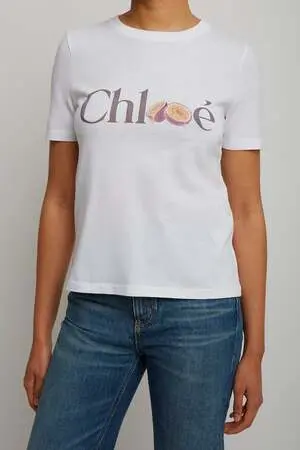 Chloé Logo Cotton T-shirt - White