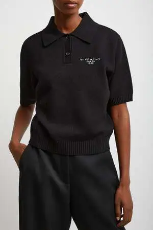 Givenchy Wool And Cashmere Short Sleeve Polo - Black