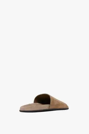 THE ROW Hugh Suede Slides - Green