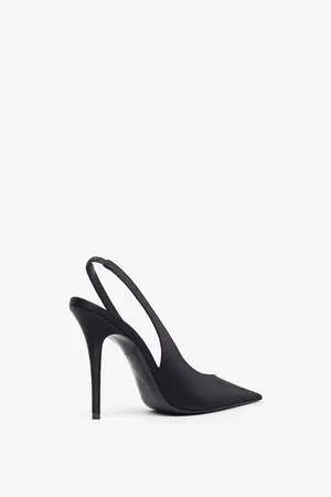 Amina Muaddi Anok Sling 105 Satin Pumps - Black