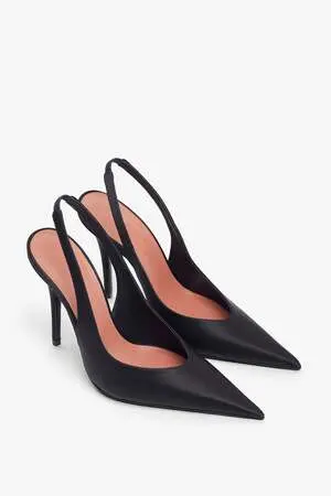 Amina Muaddi Anok Sling 105 Satin Pumps - Black