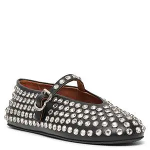 Alaïa Embellished Leather Ballet Flats - Black/silver