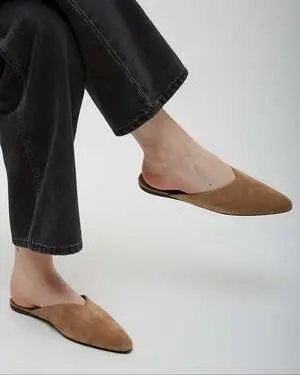 HERBERT LEVINE Homebody Suede Slide Sandals - Brown