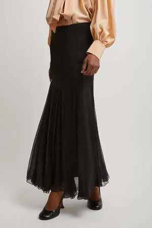Chloé Gathered Fluid Maxi Skirt - Black