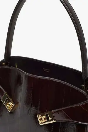 FERRAGAMO Hug M Eel Shoulder Bag - Brown
