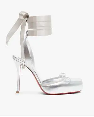 CHRISTIAN LOUBOUTIN Cassia 100 Lace Up Pumps - Silver