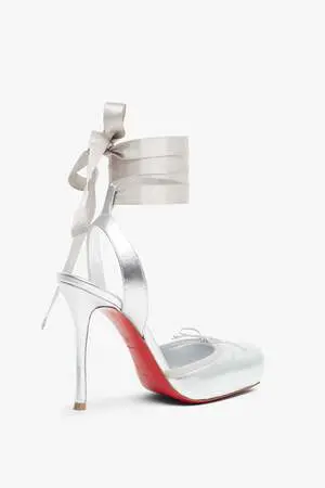 CHRISTIAN LOUBOUTIN Cassia 100 Lace Up Pumps - Silver