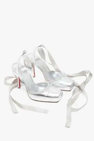 CHRISTIAN LOUBOUTIN Cassia 100 Lace Up Pumps - Silver