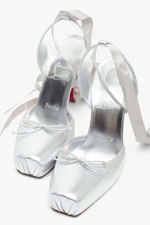 CHRISTIAN LOUBOUTIN Cassia 100 Lace Up Pumps - Silver