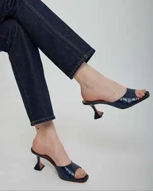 Amina Muaddi Lupita Slipper 70 Embossed Leather Mules