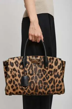 FERRAGAMO The New Studio Leopard Tote Bag