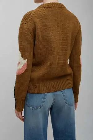 Chloé Flamingo Wool Knit Sweater - Brown