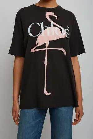 Chloé Logo Flamingo T-shirt - Black