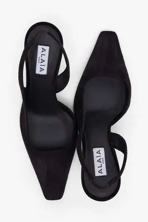 Alaïa 90 Suede Slingbacks - Black