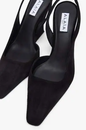 Alaïa 90 Suede Slingbacks - Black