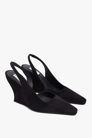 Alaïa 90 Suede Slingbacks - Black