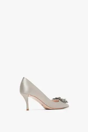 ROGER VIVIER Flower Strass Satin Pumps - Grey