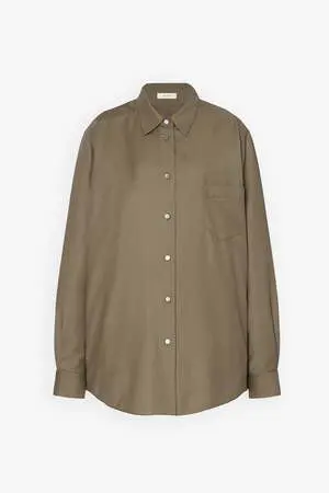 THE ROW Pino Wool Flannel Shirt - Grey