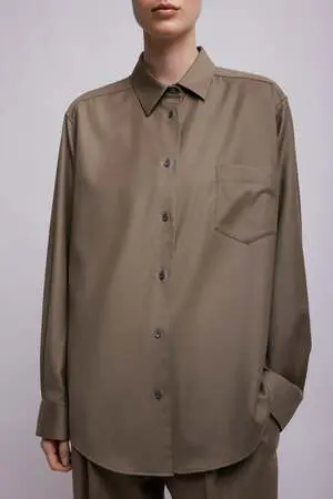 THE ROW Pino Wool Flannel Shirt