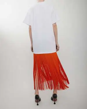 Alaïa Fringed T-shirt Dress - White