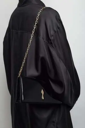 CHRISTIAN LOUBOUTIN Bettina Patent Clutch - Black