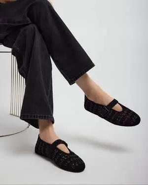 Alaïa Vienne Suede Ballet Flats - Black