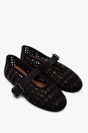 Alaïa Vienne Suede Ballet Flats - Black