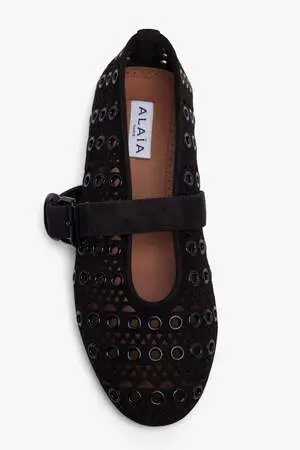 Alaïa Vienne Suede Ballet Flats - Black