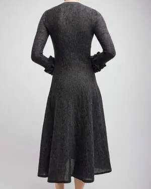 Alaïa Frills Sleeve Fit Flare Dress