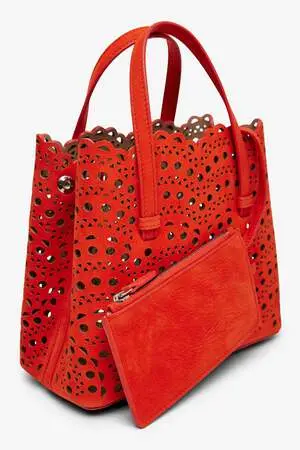 Alaïa Mina 20 Vienne Vague Suede Tote Bag - Orange
