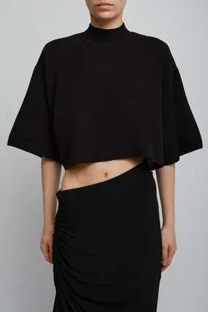 Alaïa Knitted Cropped Top - Black