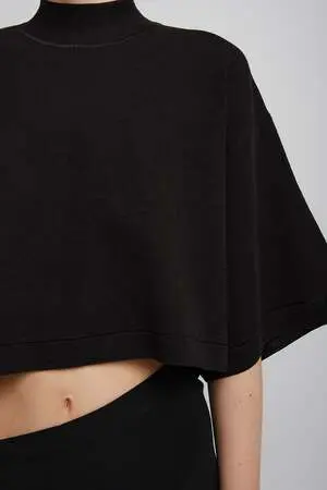 Alaïa Knitted Cropped Top - Black