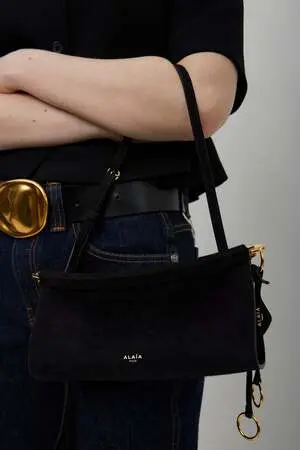 Alaïa Le Click Ew Small Suede Bag - Black