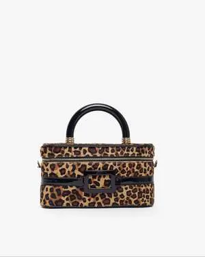 ROGER VIVIER Belle Vivier Vanity Leopard Mini Bag Brown/black