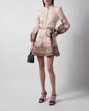 Zimmermann Alchemy Button Mini Dress - Pink