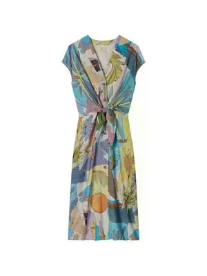 Paul Smith River Collage Graphic-print Tie-front Dress