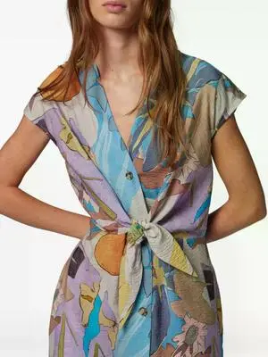 Paul Smith River Collage Graphic-print Tie-front Dress
