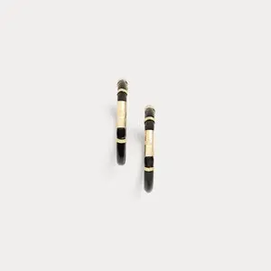 Ralph Lauren Logo Hoop Earrings - Gold/jet