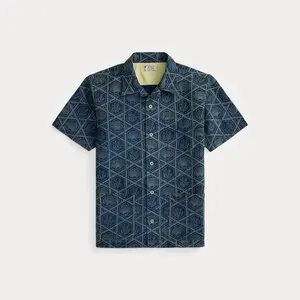 Ralph Lauren Indigo Shell-print Linen-cotton Shirt