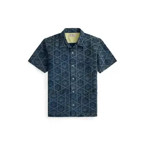 Ralph Lauren Indigo Shell-print Linen-cotton Shirt