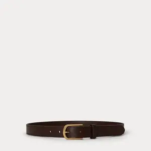 Ralph Lauren Rounded-buckle Skinny Belt - Chestnut Brown