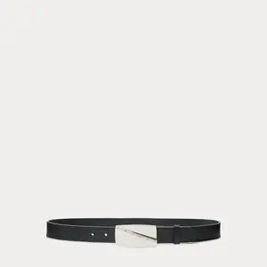 Ralph Lauren Abstract-plaque-buckle Leather Belt - Black